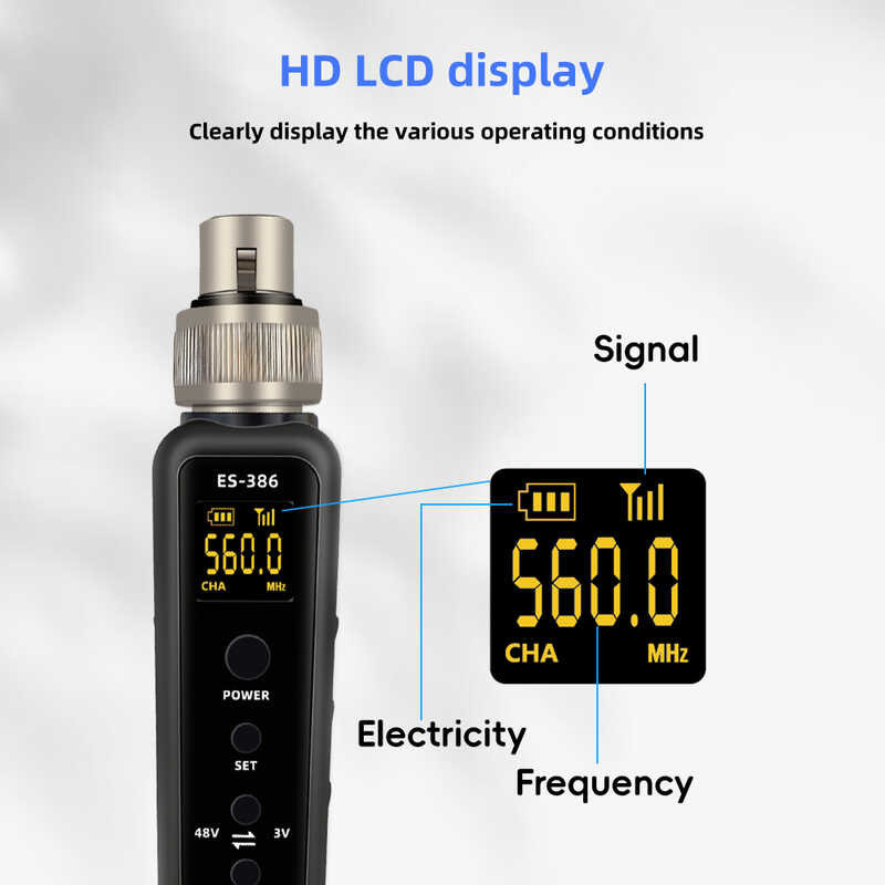 ♥ EALSEM 386 UHF Converter XLR Transmitter And Receiver Wireless System ...