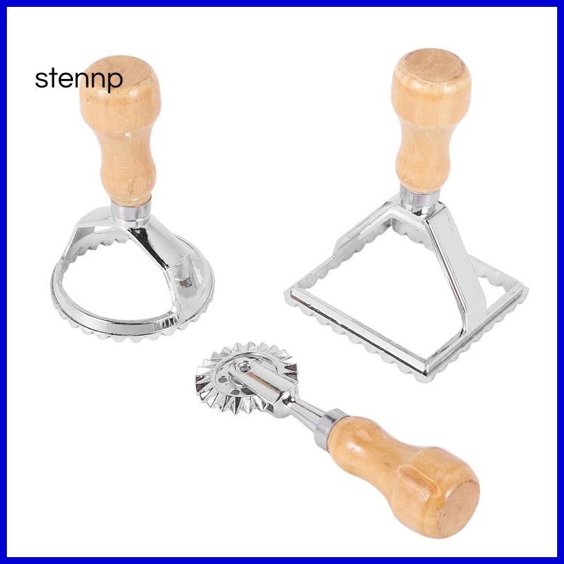 Ravioli Stamp Maker Cutter with Roller Wheel Set, Mold with Wooden ...