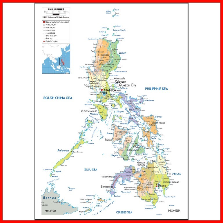 Philippines Map With Roads Map Cities & Airports Waterproof A4 Laminated Chart | Shopee Philippines