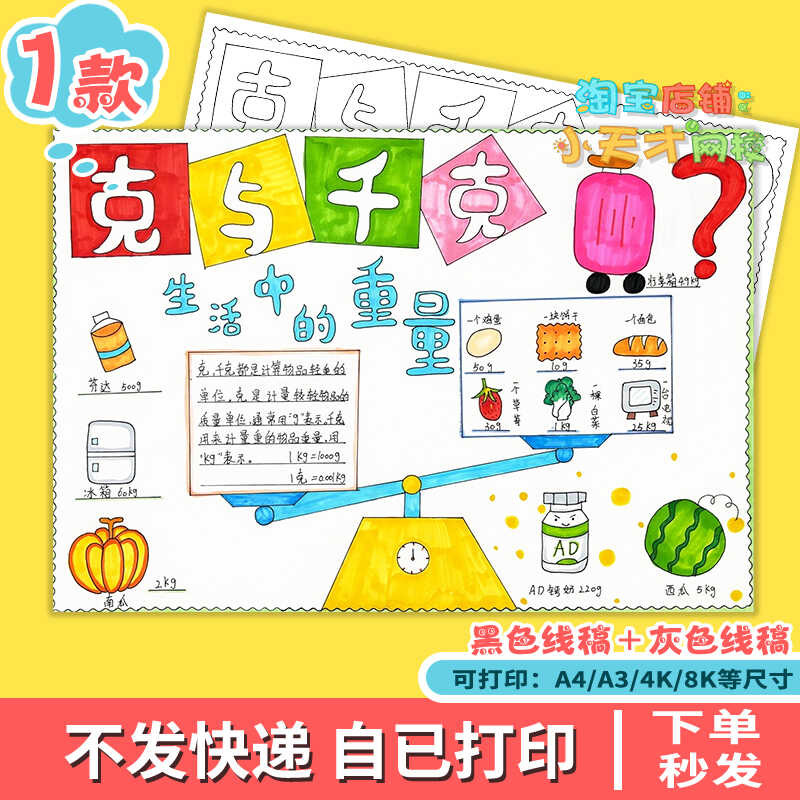 Gram and Kilogram Handwritten Poster Template, Grade Volume 2 ...