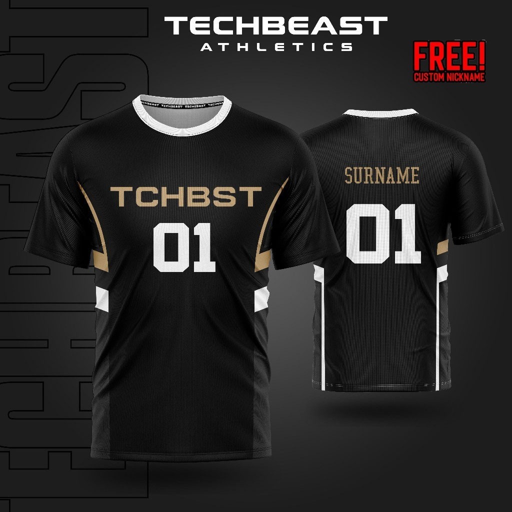 Pro Black T-shirt Full Sublimation Jersey Techbeast ( CUSTOM NAME + NUMBER ) | Shopee Philippines
