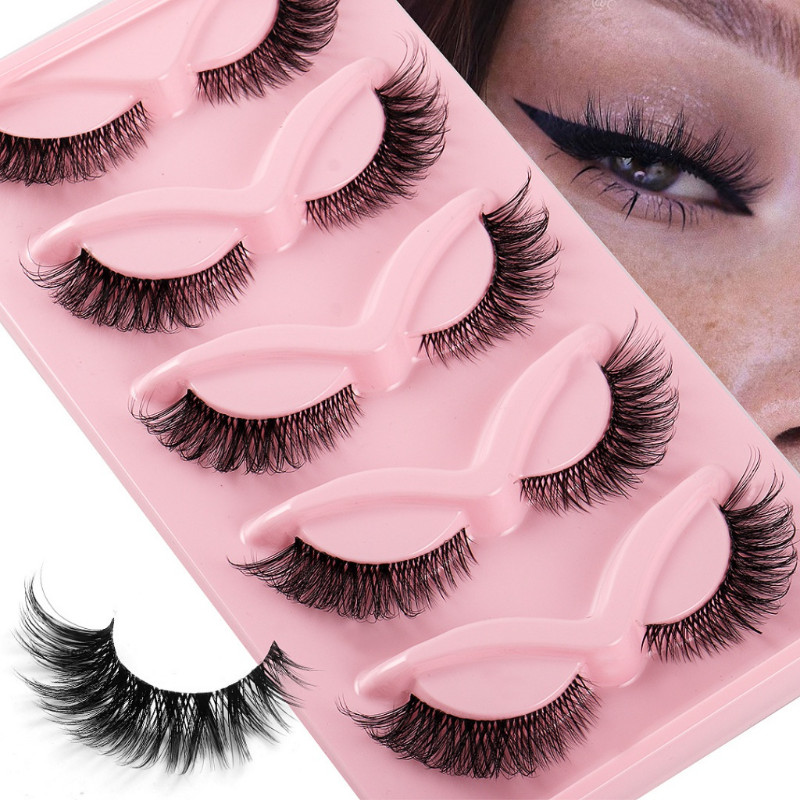 5Pairs 3D Winged End Eye Elongated Eyelashes Fox Eye Fluffy Soft ...