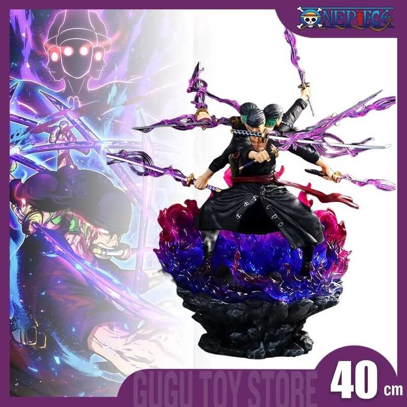 40 Cm One Piece Roronoa Zoro Anime Figure Enma Wano Country Three Heads ...