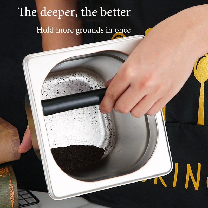304 Stainless Steel Espresso Knock Box, Anti-Slip Coffee Grind Dump Bin ...