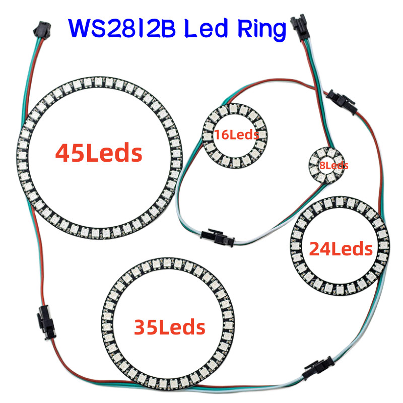 DC5V Ws2812 Led Pixel Ring Full Color LED Ring Lamp 8/16/24/35/45Leds ...