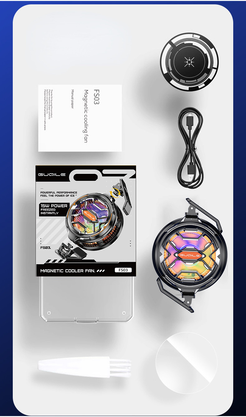 FS03 Mobile cooler for Mobile Phone Radiator 15W Strong Cooling Magnetic and Rotatable Clip ...