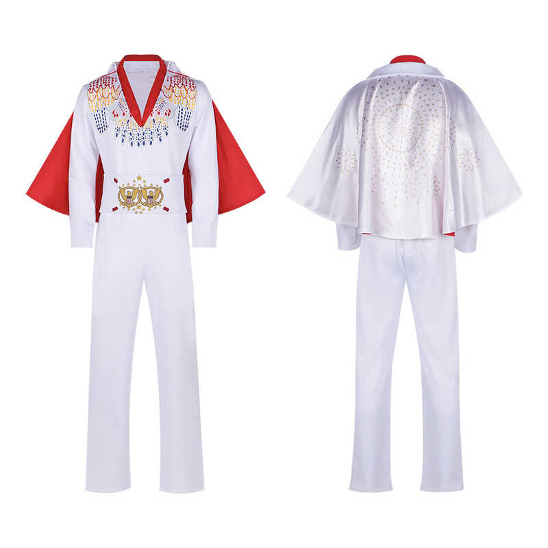 White Elvis Presley cosplay costume Halloween dance costume set cosplay ...
