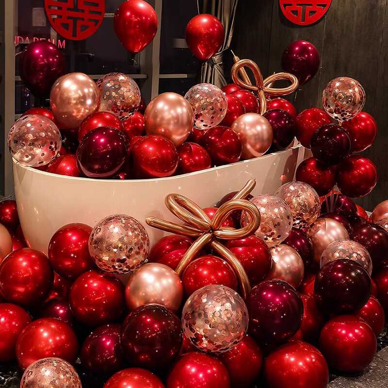 LY Balloon Wedding Arrangement Red Decoration Wedding Plies Complete ...