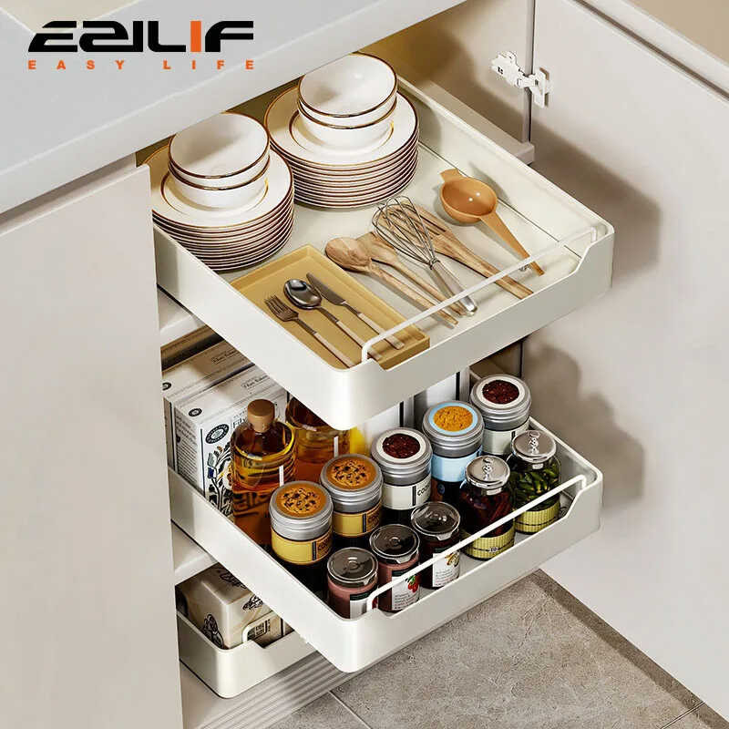 Kitchen 8 Storage Box With Sliding Rail Pull-Out Cabinet Storage Rack ...