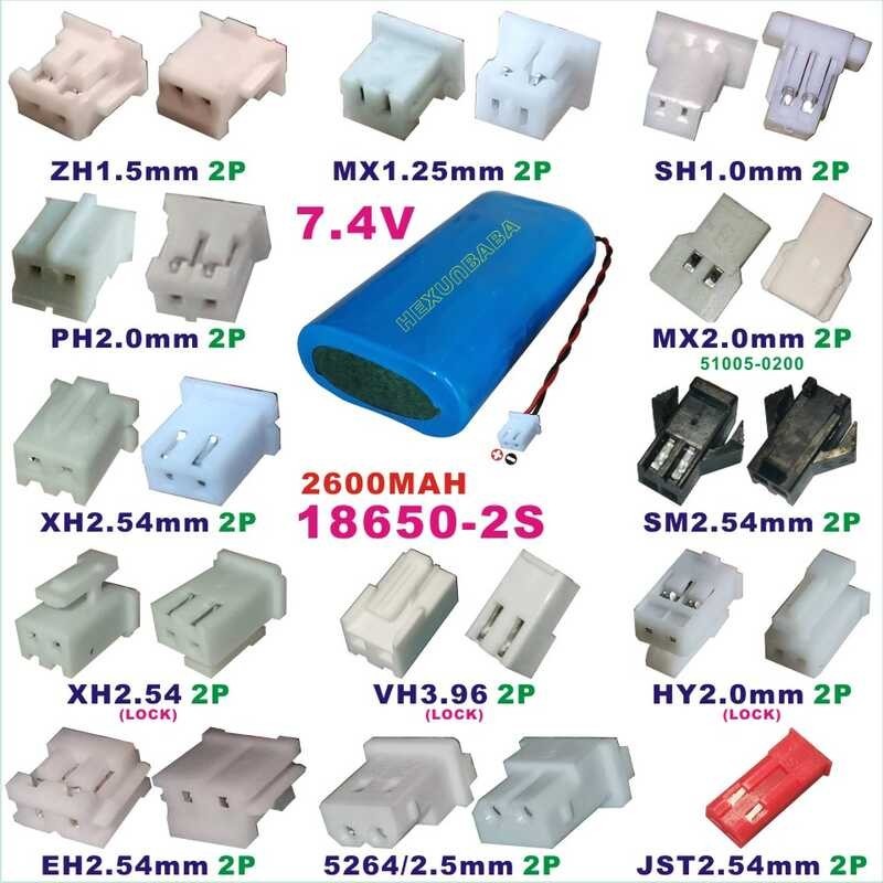 18650-2S 7.4V 2600Mah Vh3.96 Sm2.54 Jst2.54 Eh2.54 Xh2.54 Ph2.0 Hy2.0 5264 Zh1.5 Mx1.25 Sh1.0 Li ...