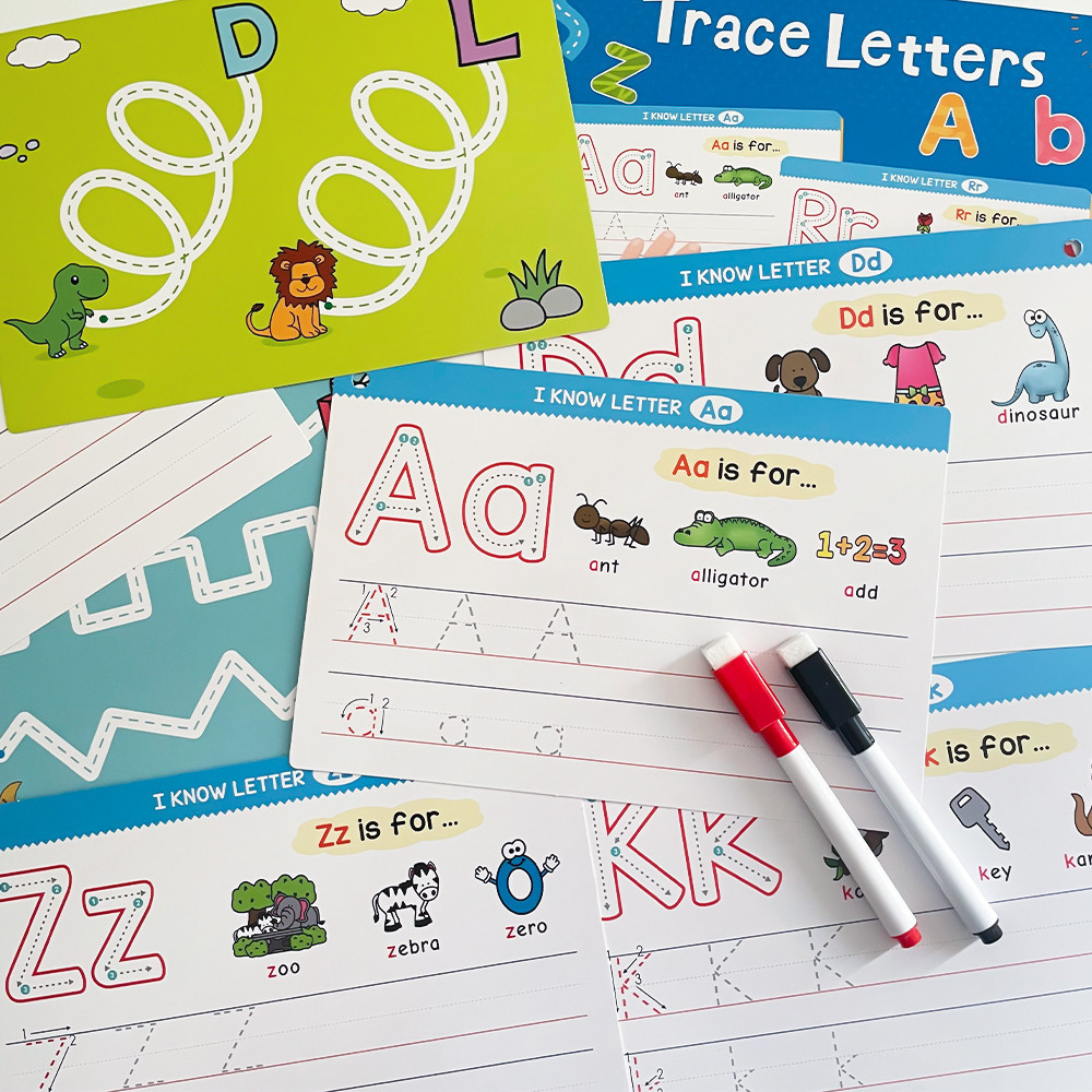 Dry Erase 26 Letters English Flash Cards for Kids Baby Preschool ...