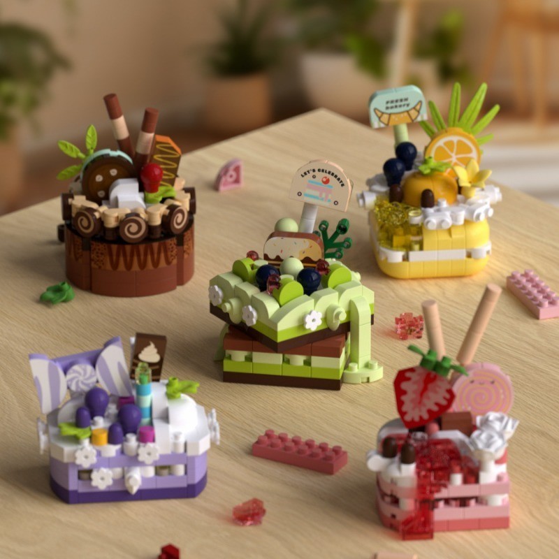 Happy Birthday Cake Building Blocks Small Particle Cake Assembly ...