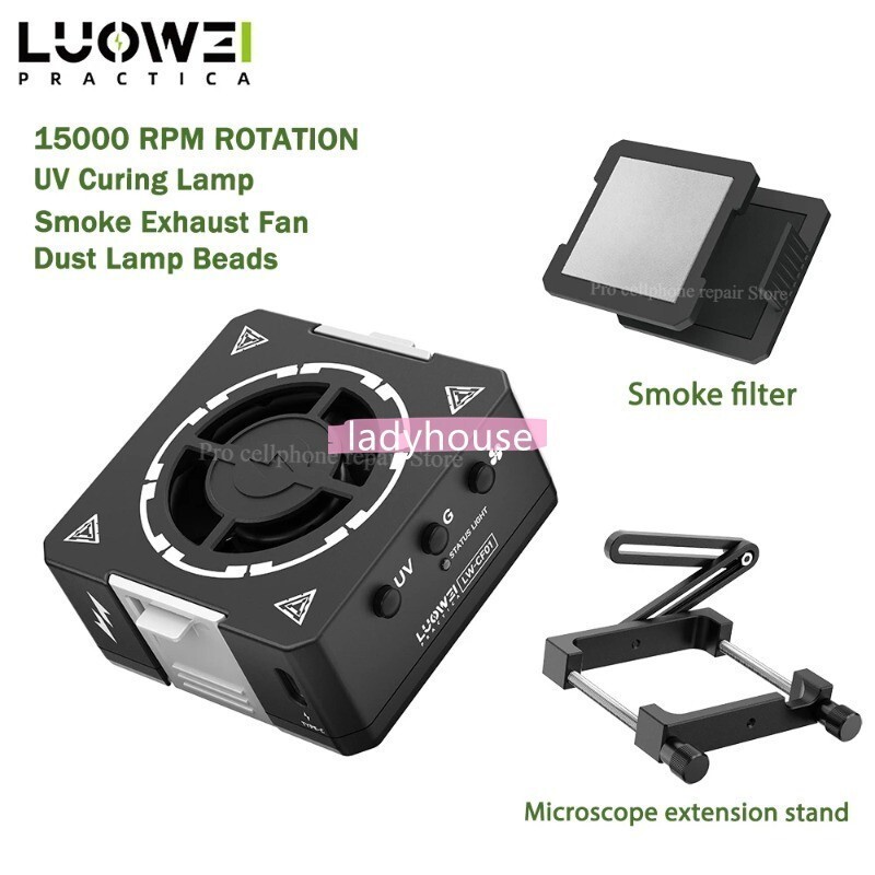 Original New LUOWEI LW-CF01 4-in-1 Microscope Cooler/Smoke Exhaust Fan/UV Curing Lamp with Dust ...
