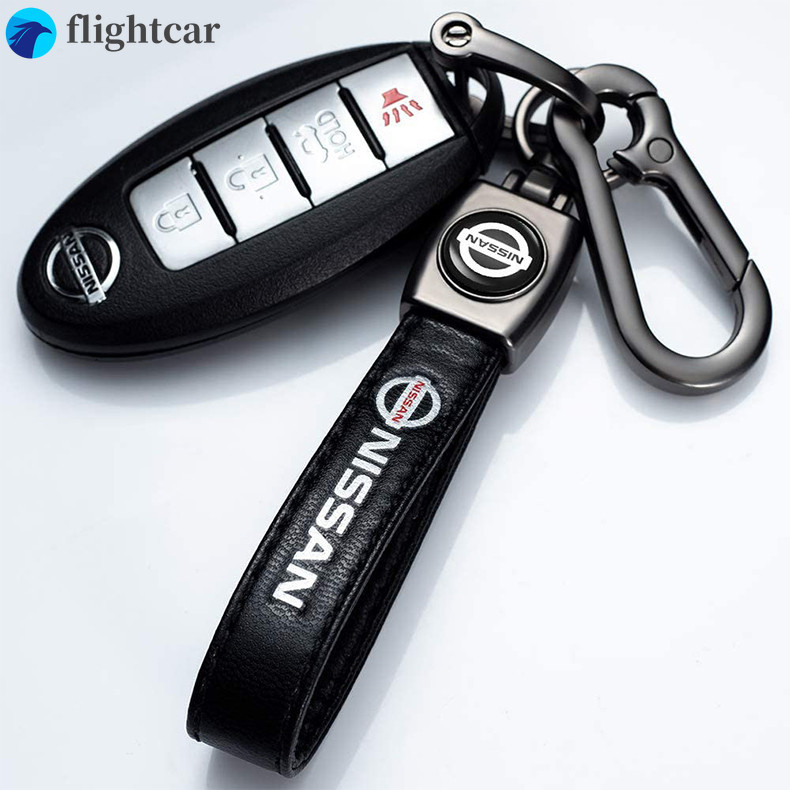 （FT） Genuine Leather Car Key Chain Suit for Nissan Car Logo Keychain ...