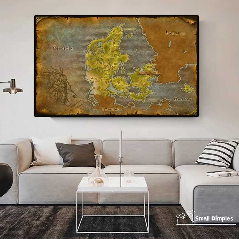 Mapa Ng Denmark (Danish) - World Of Warcraft Style Map Game Poster ...