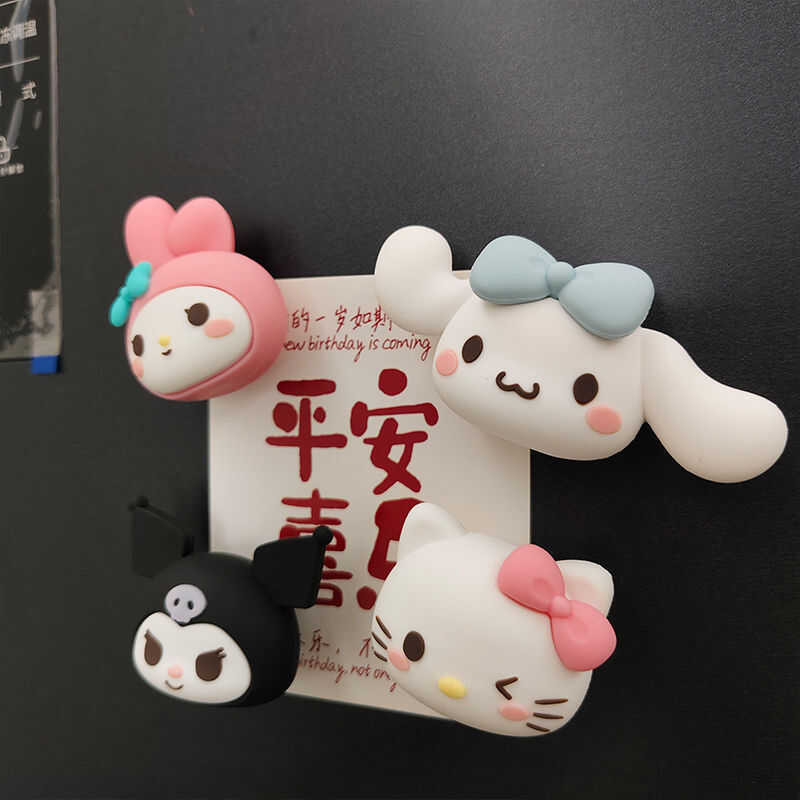 Sanrio 9 Fridge Magnet Anime Refrigerator Magnets Cute Kuromi 3D Iron ...