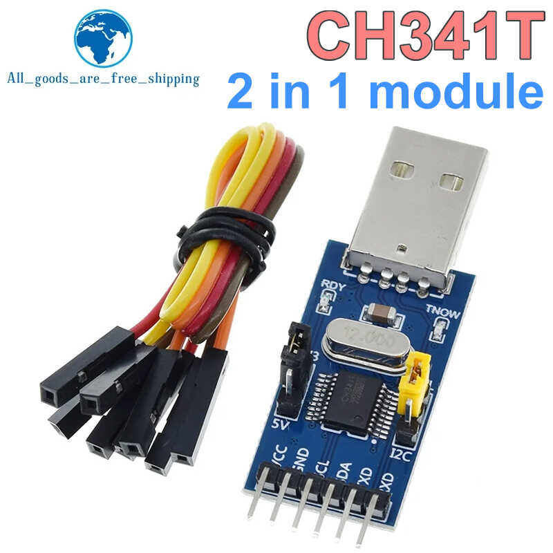 Ch341t TZT 2 In 1 Module 3.3V 5V I2c IIC UART USB To TTL Single-Chip Serial Port Downloade ...