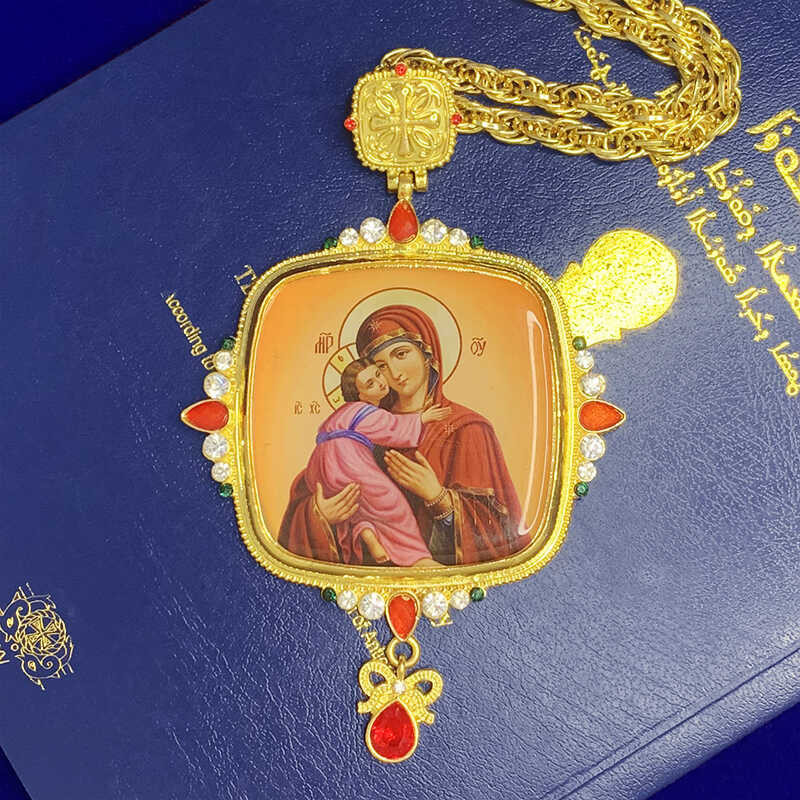Kuwadrado Gold Pectoral Cross Virgin Mary At Jesus Orthodox Religious ...
