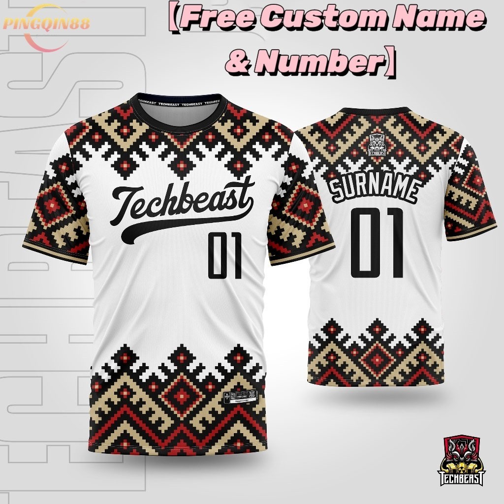 【Free Custom Name & Number】Arctic Red T-shirt Full Sublimation Jersey Techbeast ( CUSTOM NAME ...