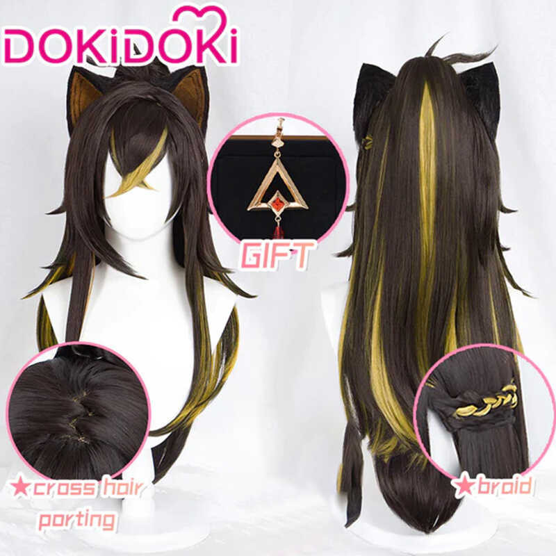 § Game Dokidoki Wig Genshin Impact Dehya Cosplay Long Hair Furry Fluffy ...