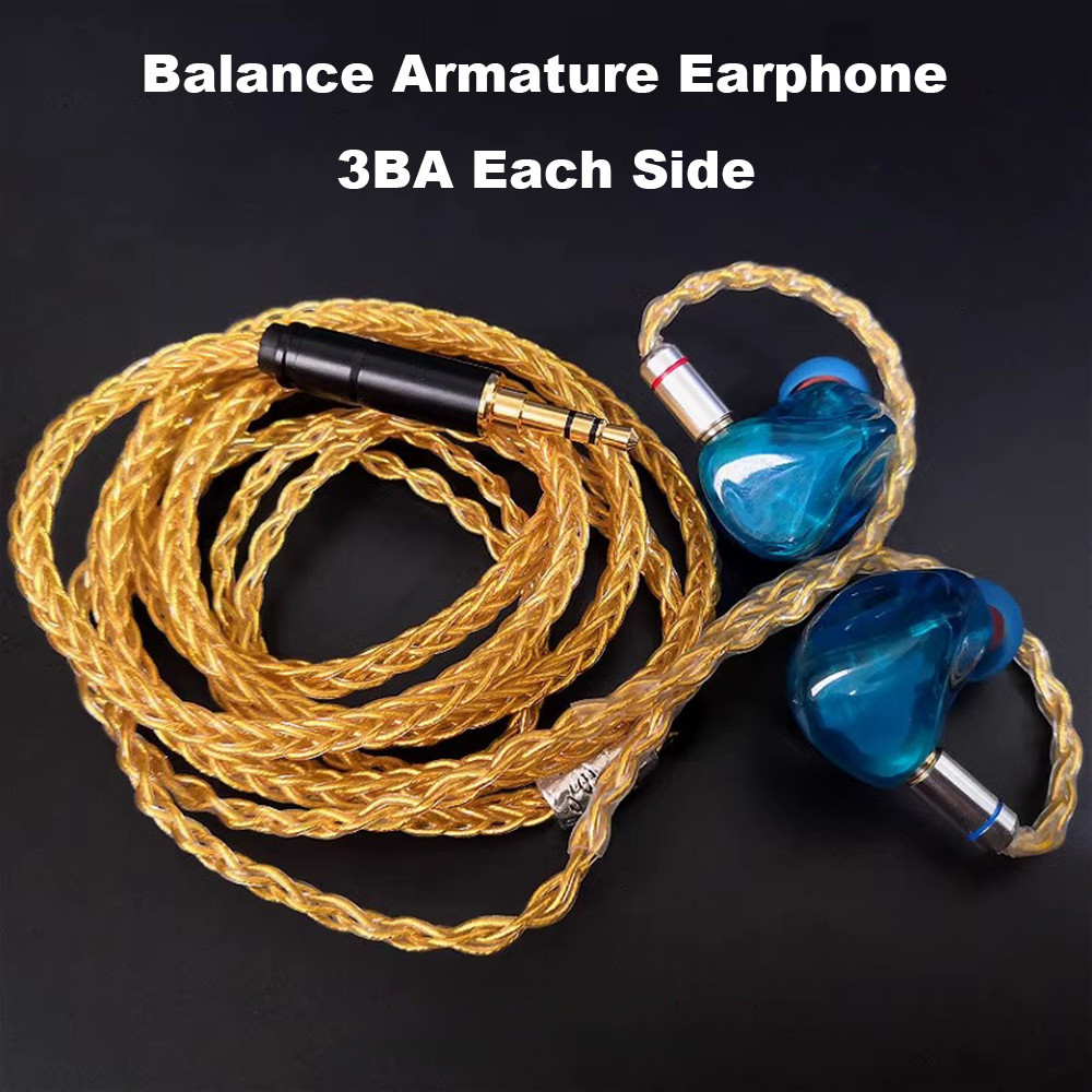 6BA IEM Earphones in-ear Monitors Headphones HiFi Earbuds Wired for ...