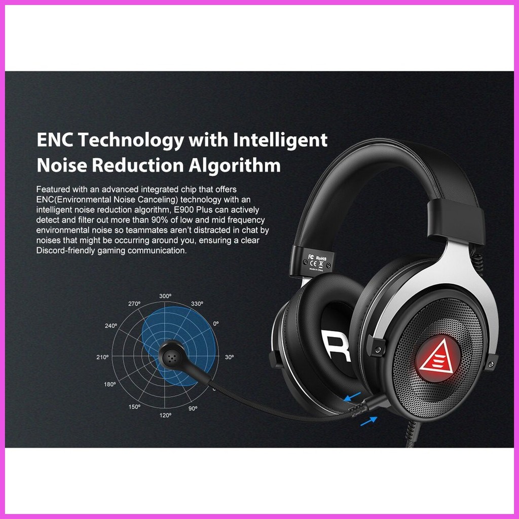 ♣ ♆ EKSA E900 Plus ENC 7.1 Virtual Surround Sound USB Gaming Headset for PC Mac Android iOS PS4 ...