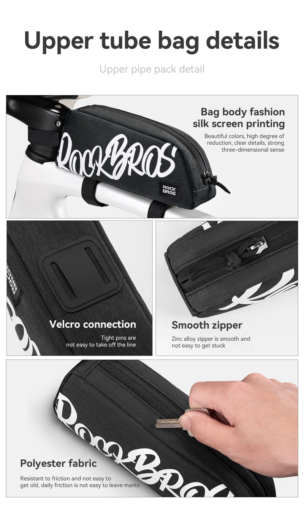 ROCKBROS Bike Top Tube Bag Compact Bicycle Bag 0.8L Portable Ultralight ...