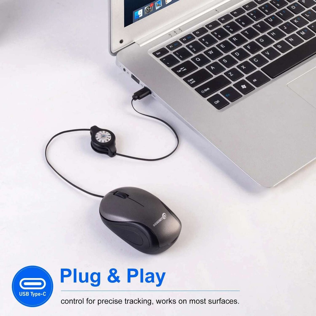 Wired Mini Type C Interface Rollable Retractable Mice Portable Computer ...