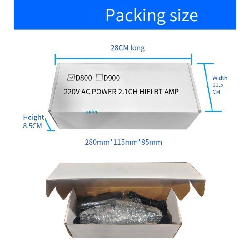 D800 2.1 Channel Bluetooth 5.0 Amplifier AC 110Vto 220V for Speaker ...
