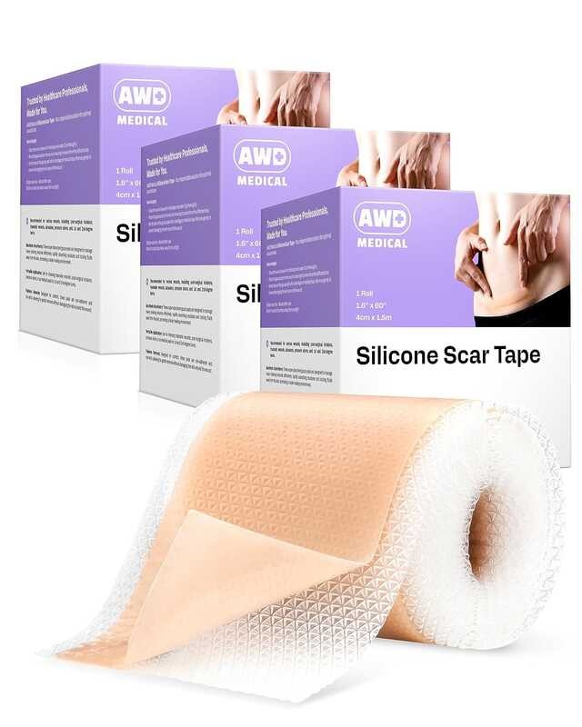 AWD Silicone Scar Sheets for Surgical Scars - Silicone Scar Tape for C ...