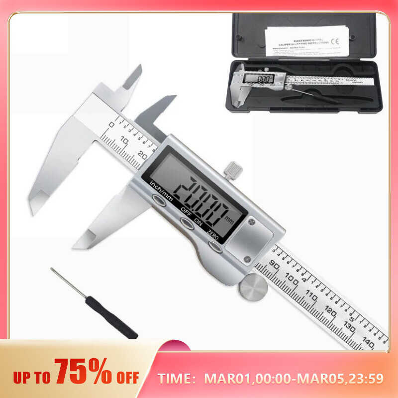 Digital Vernier Caliper 6 Inch 150mm Stainless Steel Electronic Metal ...