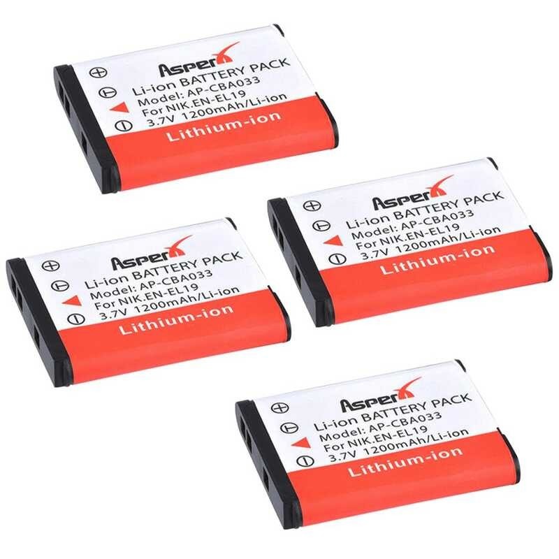 EN-EL19 ENEL19 Bateria 1200mAh 3.7V Digital Camera Battery Pack for ...
