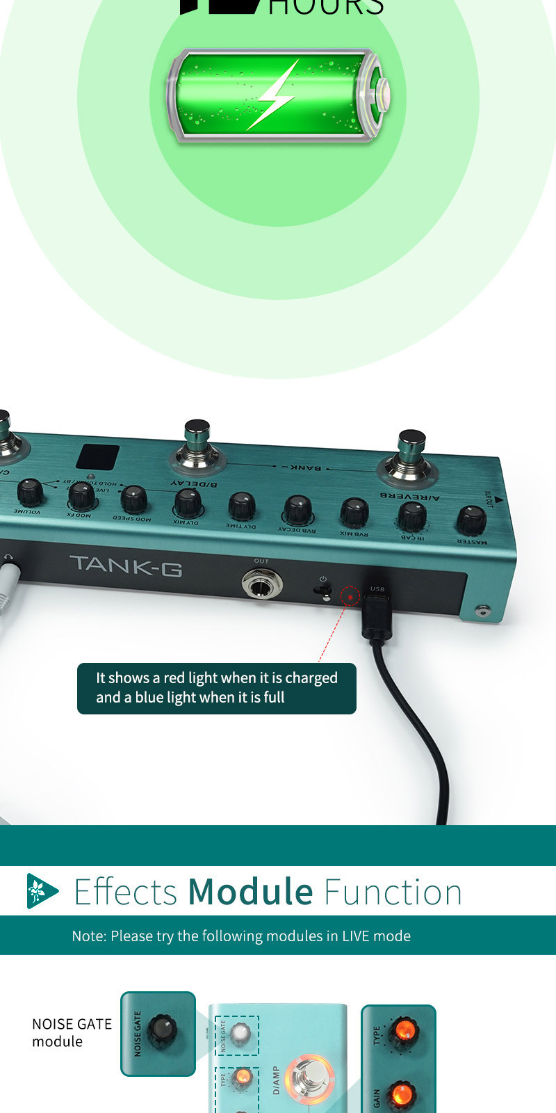 M-VAVE Tank-G Guitar/TANK-B BASS V2 versions Multi-Effects Pedal ...