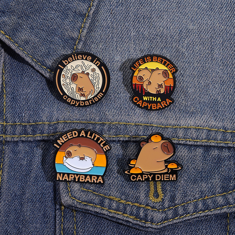 Cute Capybara Brooch Animal Pins Funny Kawaii Capy Pin Lapel Badges ...