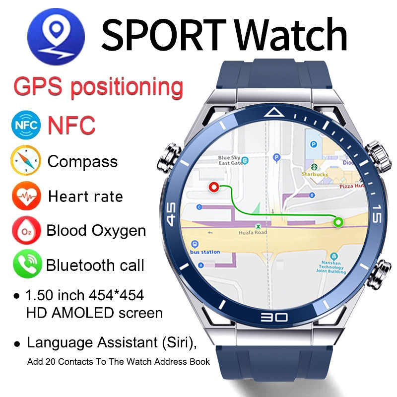 2023 New NFC ECG+PPG Bluetooth Call GPS Motion Tracker Smart Watch For Huawei Watch Ultimate S ...
