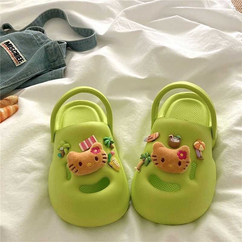 ck Soled Hole Shoes For Women Summer Baotou Slippers For Wearing ...