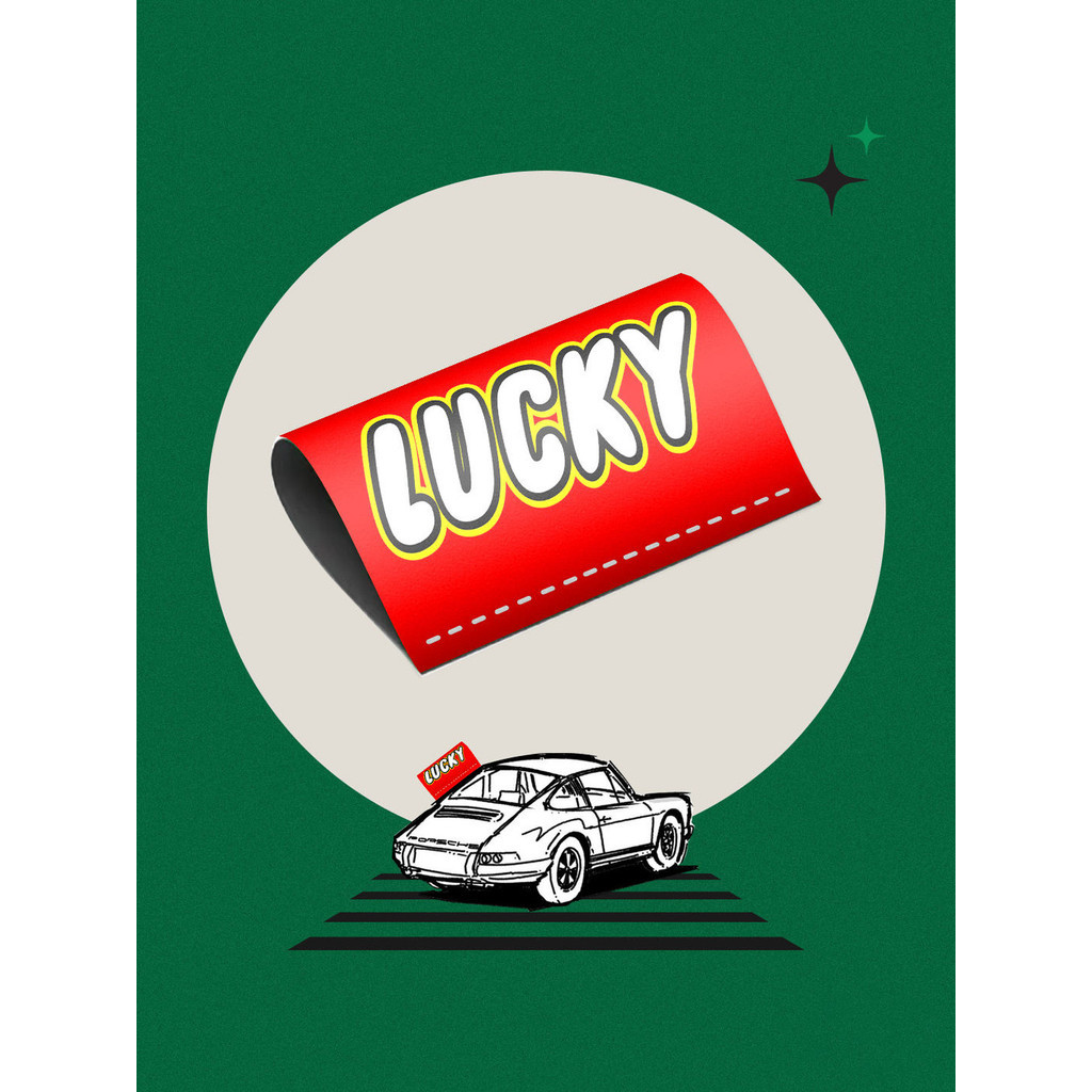 Washed Label Label Sticker Lucky Fortune Good Luck And Wealth Lucky Car ...