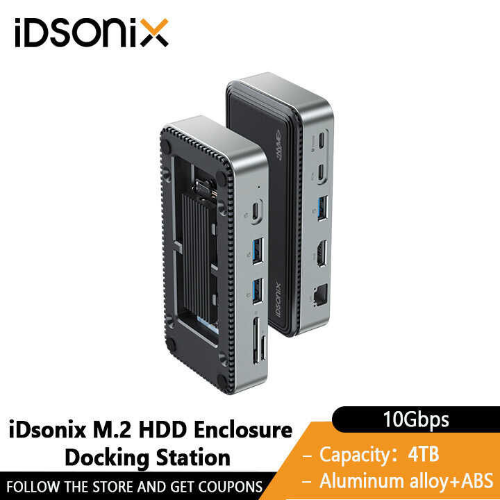 10Gbps M.2 Idsonix Nvme/Sata Dual Protocol SSD Dock USB 3.2 Gen2 Type C ...