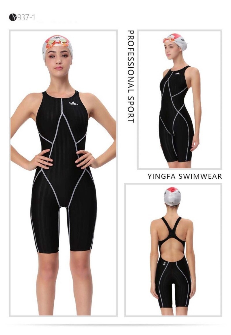 YINGFA FINA Approved Professional Competition Swimsuit Knee Length ...