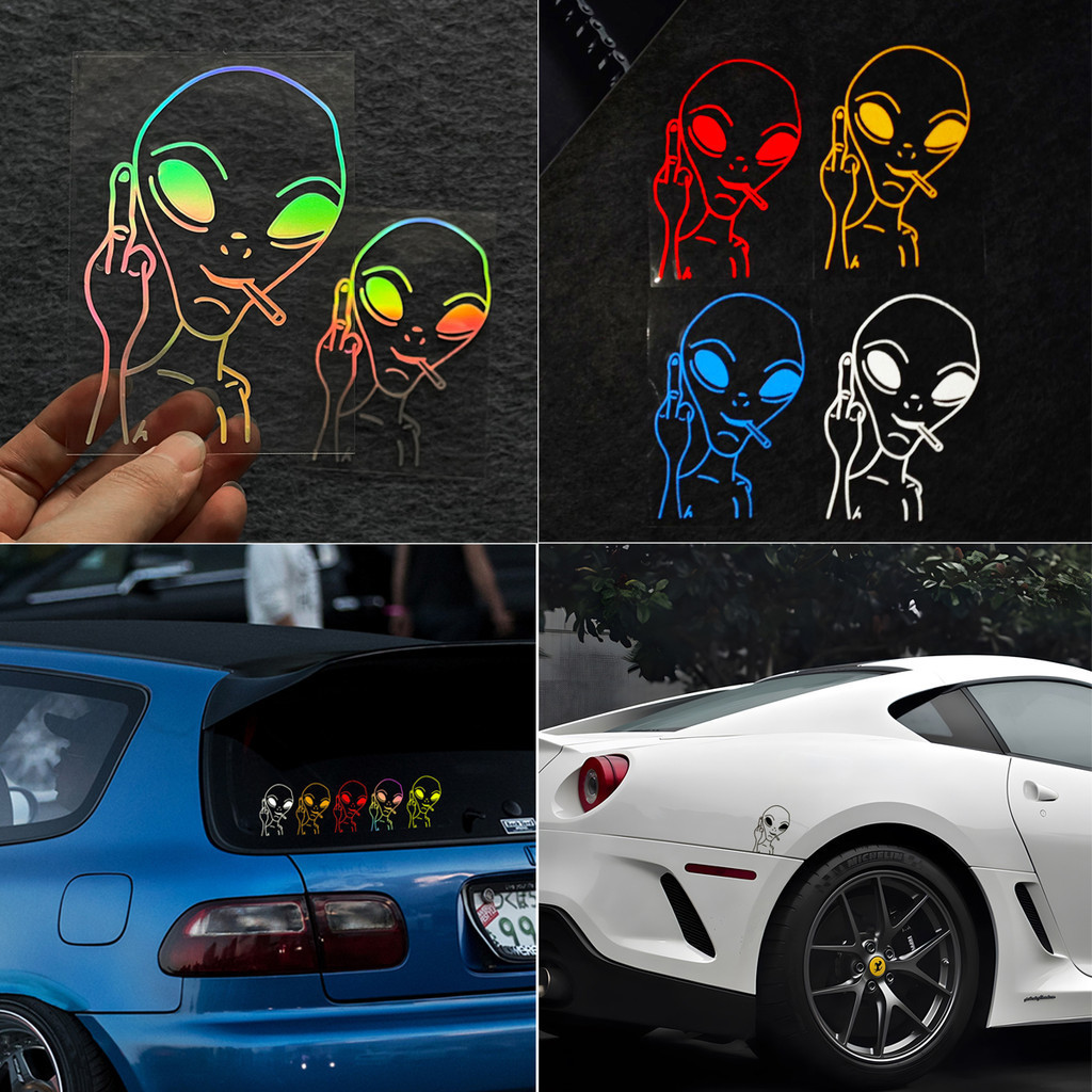 UFO Cartoon Alien UFO Car Stickers Car Body Window Vinyl Decal | Shopee ...