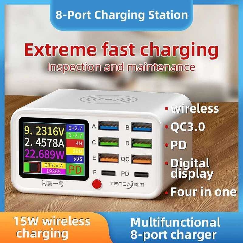 Yy Mga Functional 8-Port Na USB Wireless Fast Charging Station Visual ...