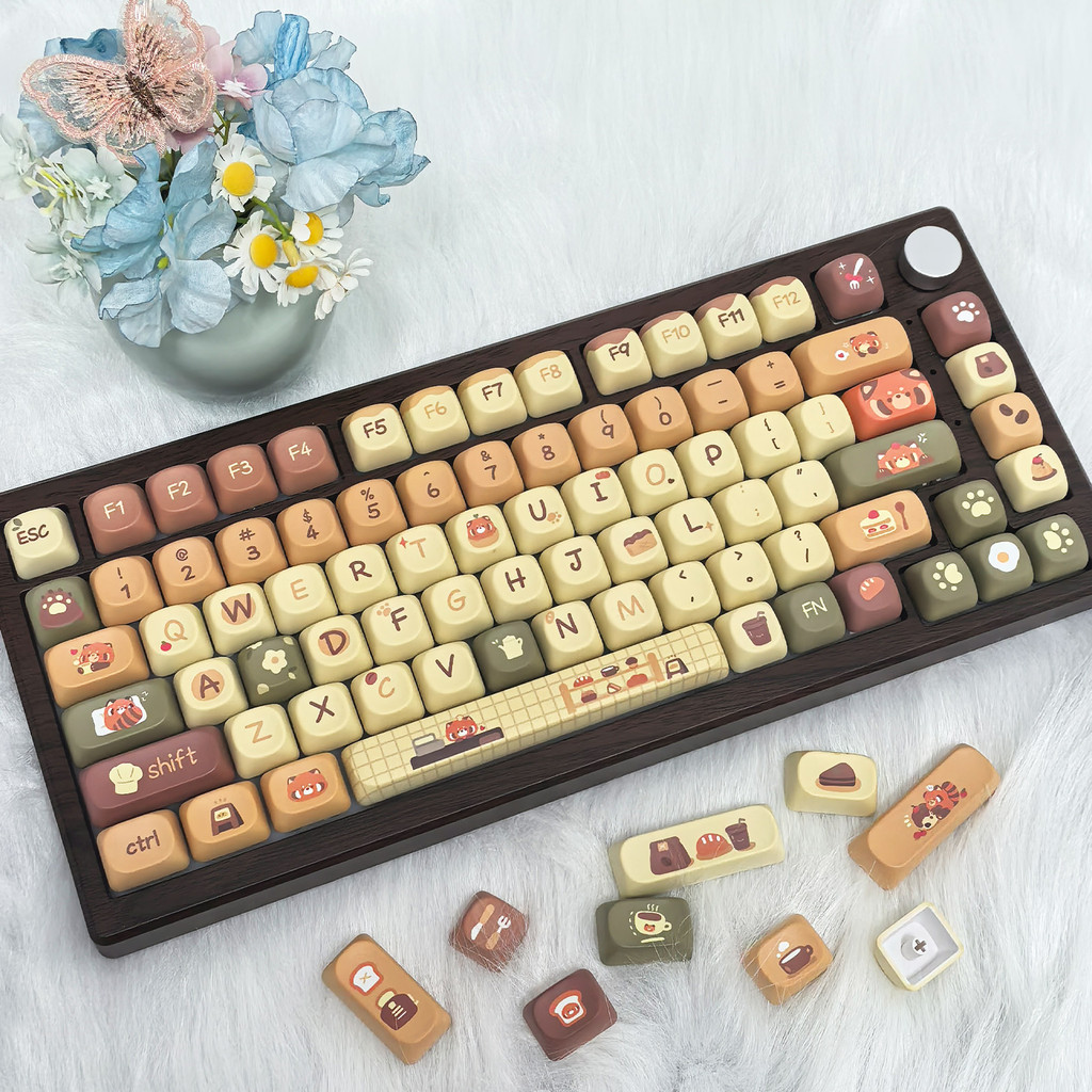 Red Pandas Cafe Keycap MOA Profile 120+ Keys PBT Dye Sublimation MAD 68 ...