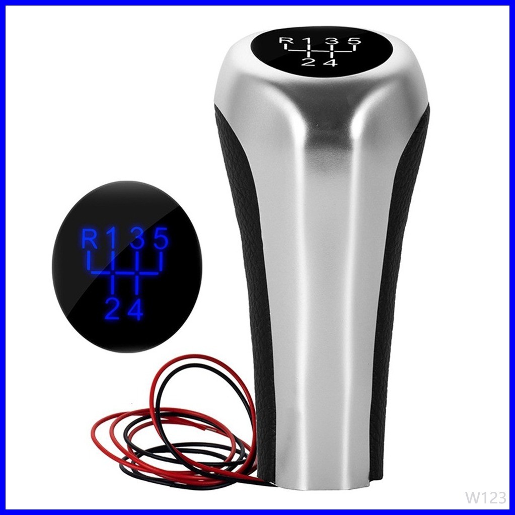 [High quality] 【5 Speed Gear Shift Knob W/LED Blue Backlight Leather ...