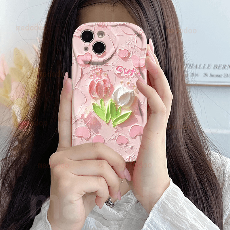 Pink Tulip Love Flower Casing For Realme C75 C75X Note 50 C65 C63 C61 ...