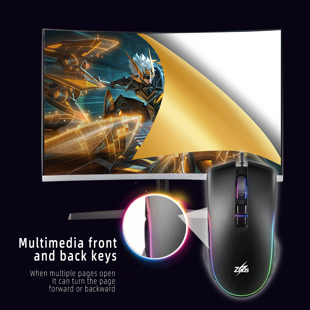 Zeus MR-001 ( Z - Lance Head ) Wired Gaming Mouse RGB Backlight Gaming ...