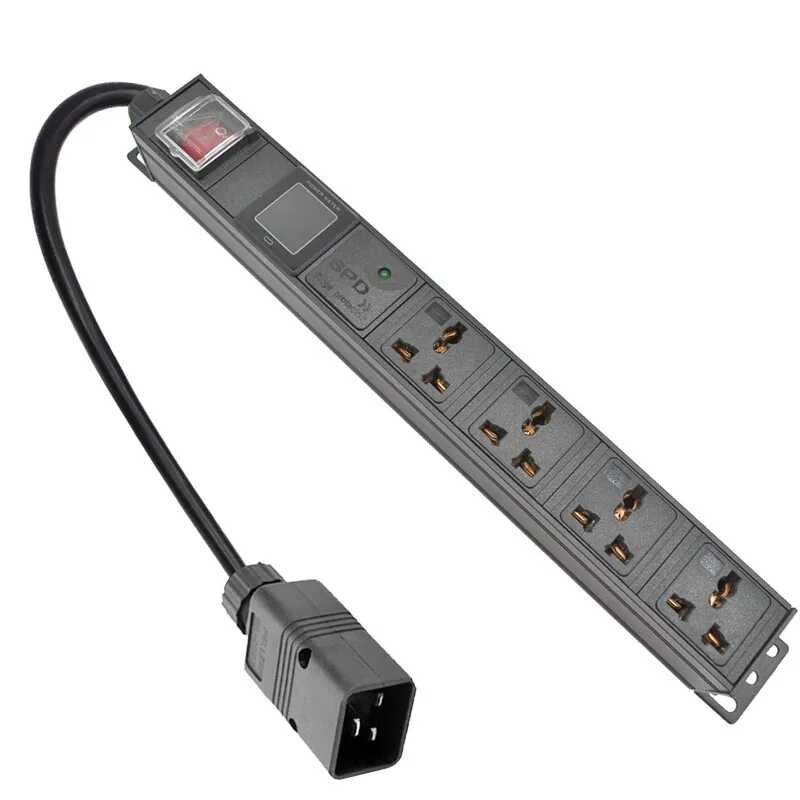 Network Cabinet 3500w Rack Pdu Power Strip Aluminum Alloy Socket 4 Unit Universal Adapter Output