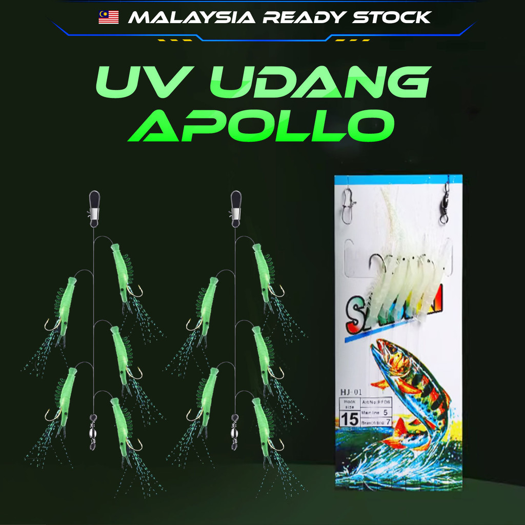 UV Sabiki Apollo Prawn Hook Udang Hook Marusaigo Killer Ikan Jenahak ...
