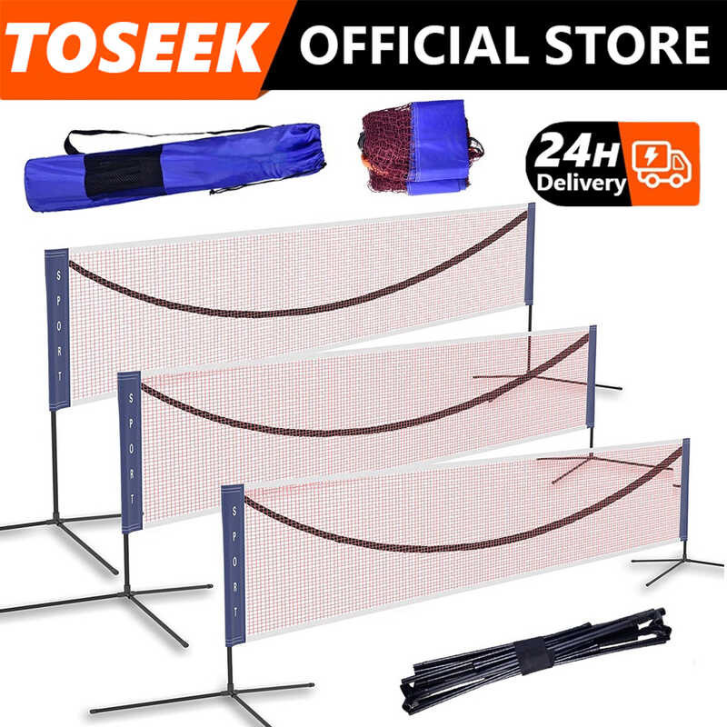 TOSEEK Portable Tennis Net,Stainless Steel Poles Badminton Set ...