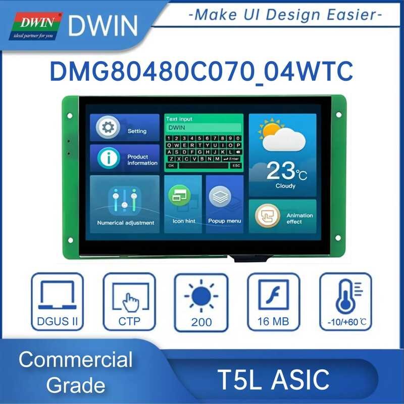 7 DWIN Inch LCD Module 800*480 Rs232/Ttl HMI Commercial Touch Panel Screen Smart UART TFT ...