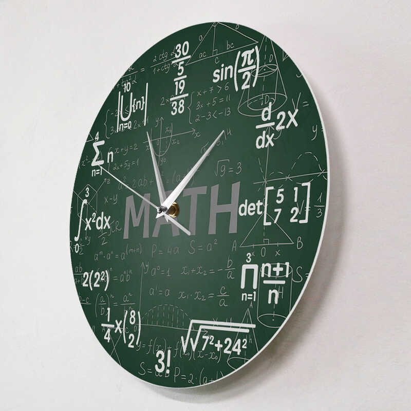Chalkboard Green Math Formulas Wall Clock Hanging Wall Watch Back To ...